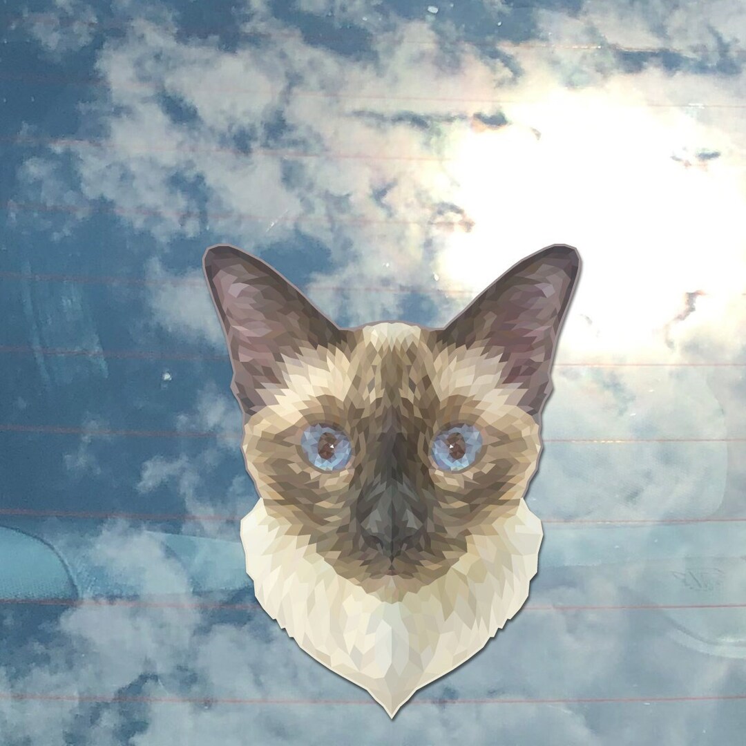 Geometric Siamese Cat Head Printed Vinyl Decal - Etsy