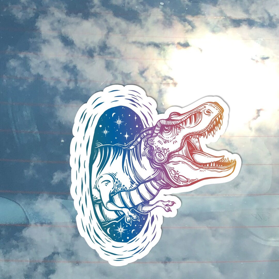 Rainbow T Rex Galaxy Space Portal Printed Vinyl Decal - Etsy