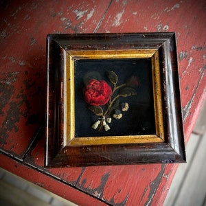 Antique Victorian Velvet Stumpwork ~ Raised Embroidery ~ Red & Green ...