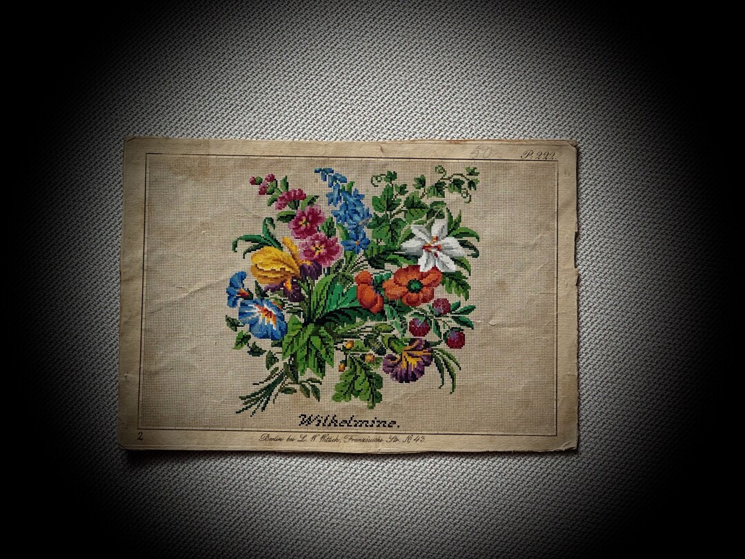 Antique Berlin Woolwork Pattern 1830s LW Wittich Hand Painted Stitching ...