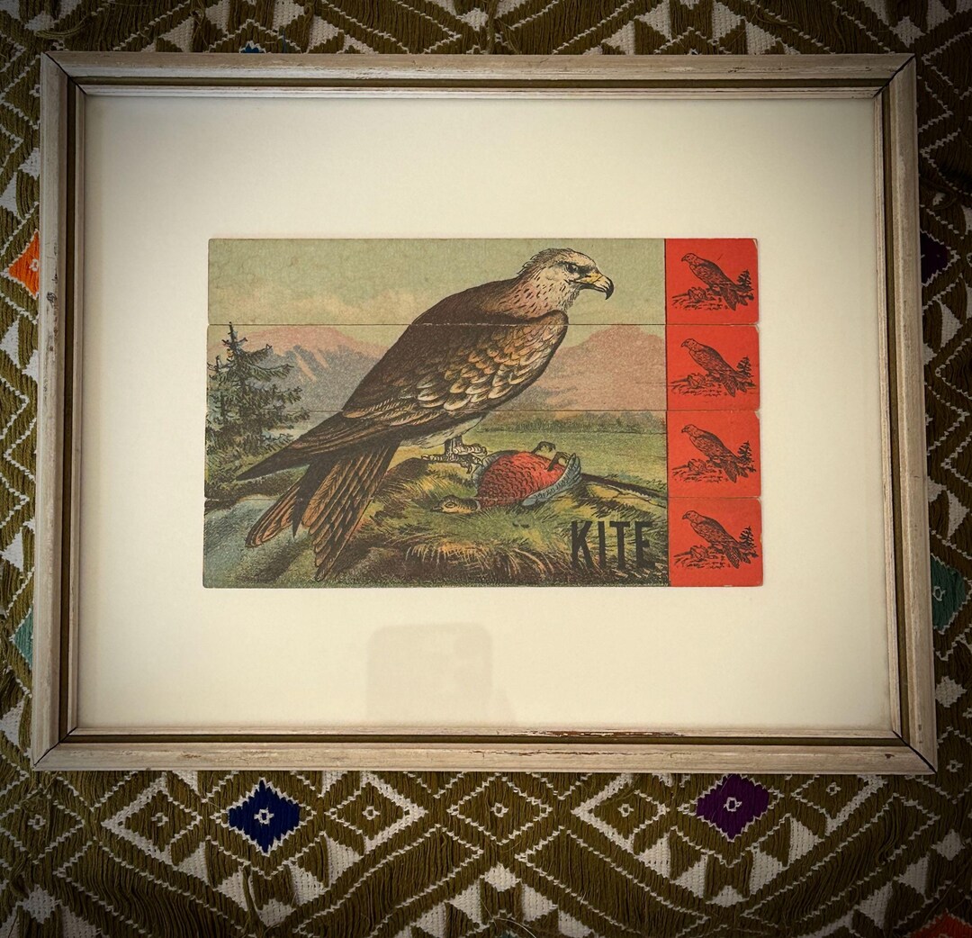 Antique Framed Victorian Slat Puzzle Bird Kite Bird - Etsy
