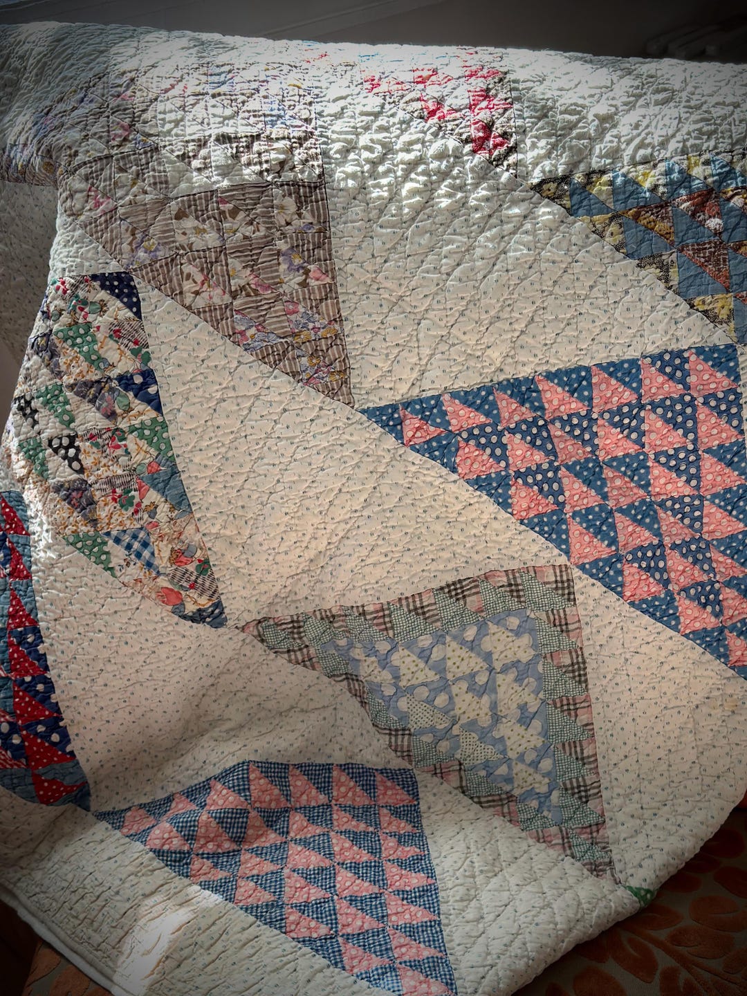 Vintage Quilt ~ Patchwork Flour Sack Sugar Loaf, Pyramid Pattern 1930s ...