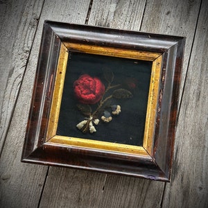 Antique Victorian Velvet Stumpwork ~ Raised Embroidery ~ Red & Green ...