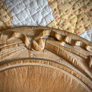 Antique Carved Sycamore Breadboard: English Hops & Berries Treen C ...