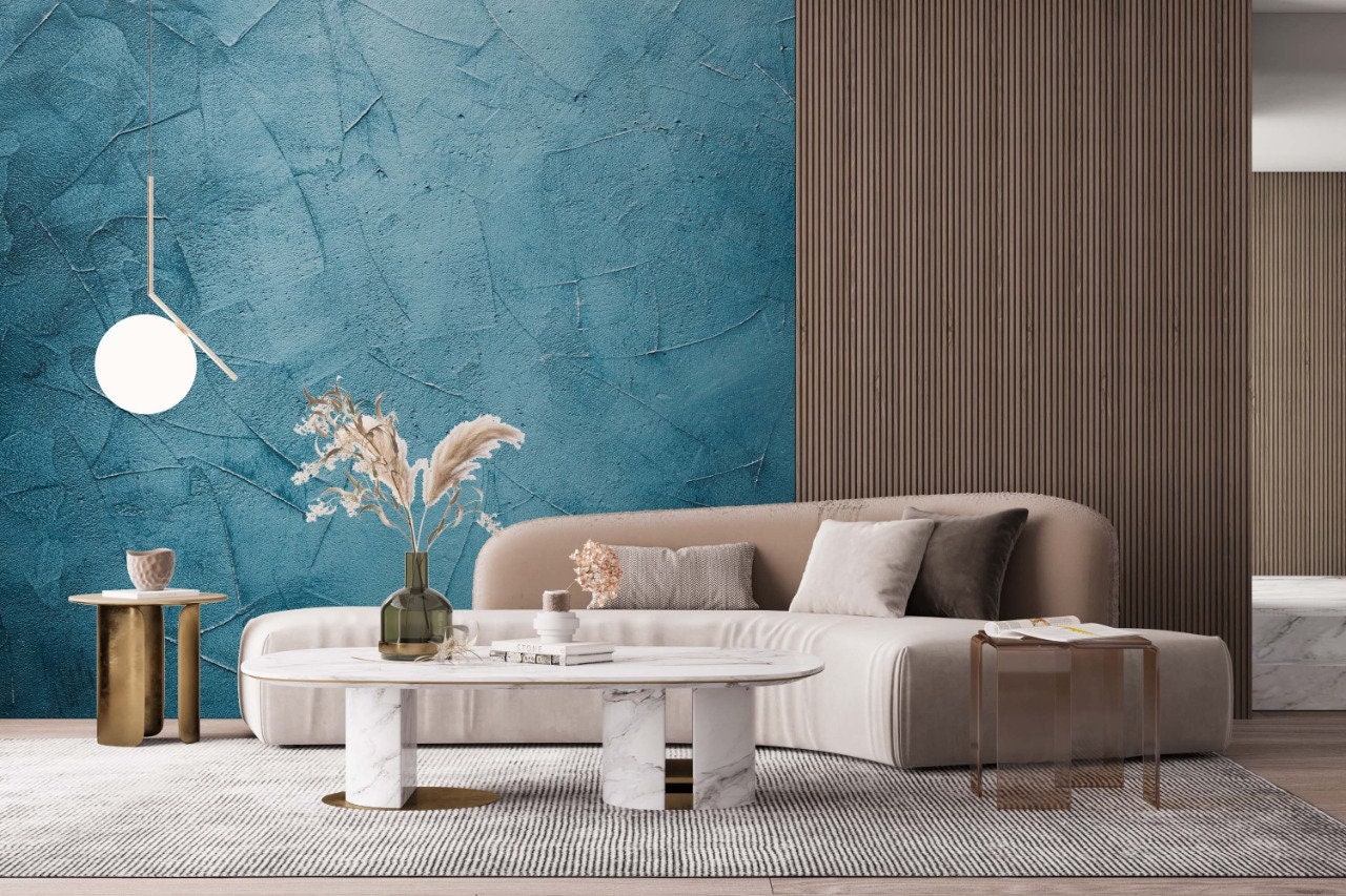 Blue Concrete Pattern Wallpaper Peel and Stick Wallpaper Self - Etsy