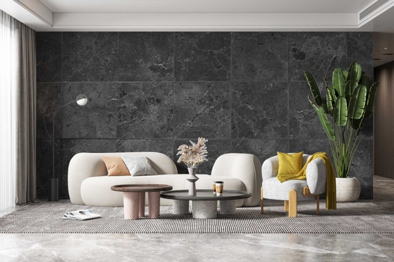 Marble Wallpaper Grey Marble TV Background Wallpaper Peel and | Etsy