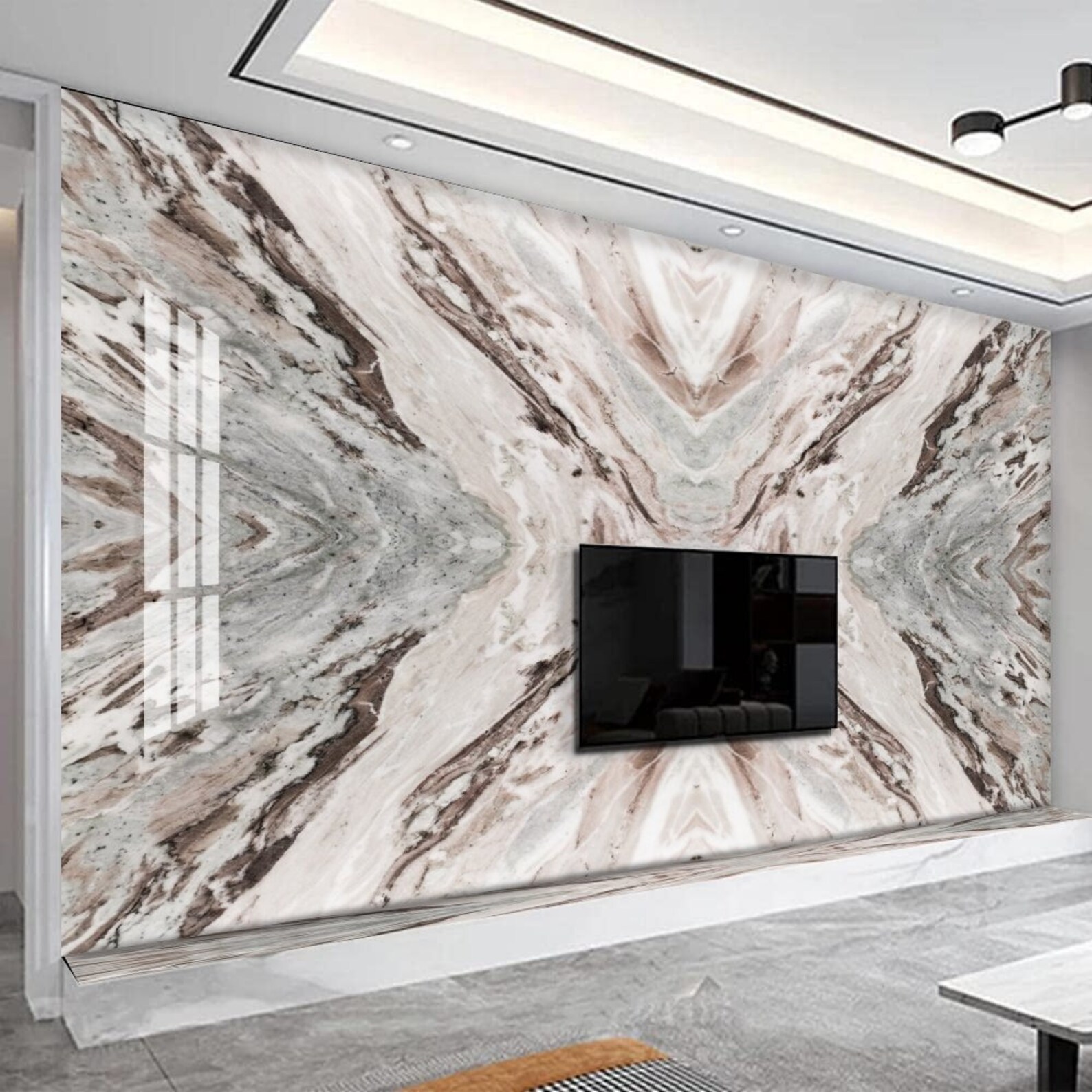 Patterned Marble TV Background Marble Wallpaper Peel and Stick ...