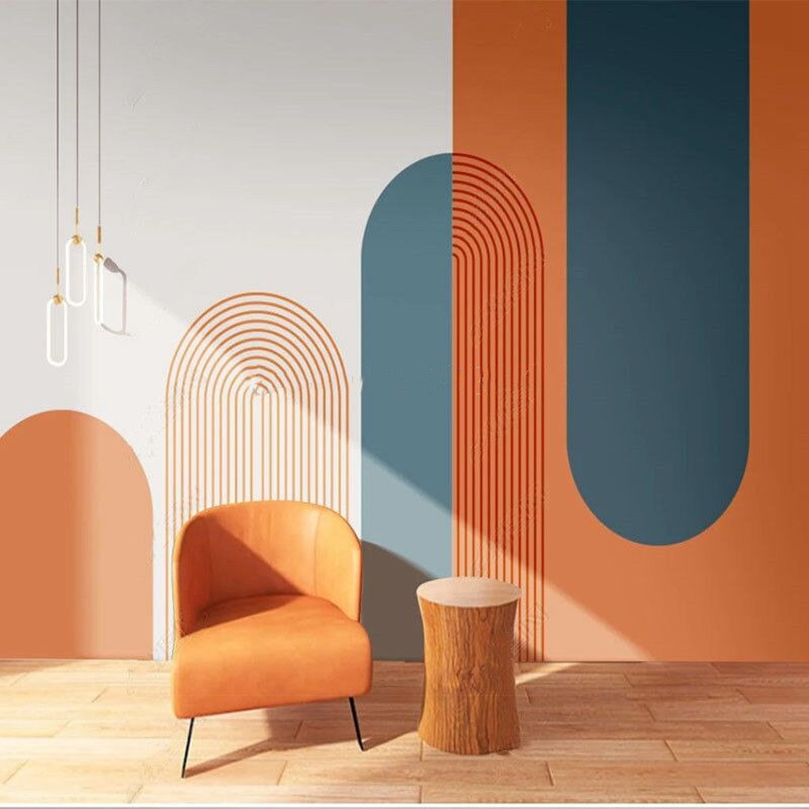 Geometric Morandi Abstract Wallpaper Peel & Stick Wall Mural | Etsy UK