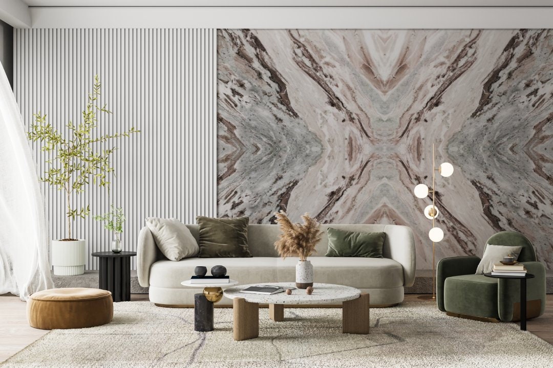 Patterned Marble TV Background Marble Wallpaper Peel and Stick ...