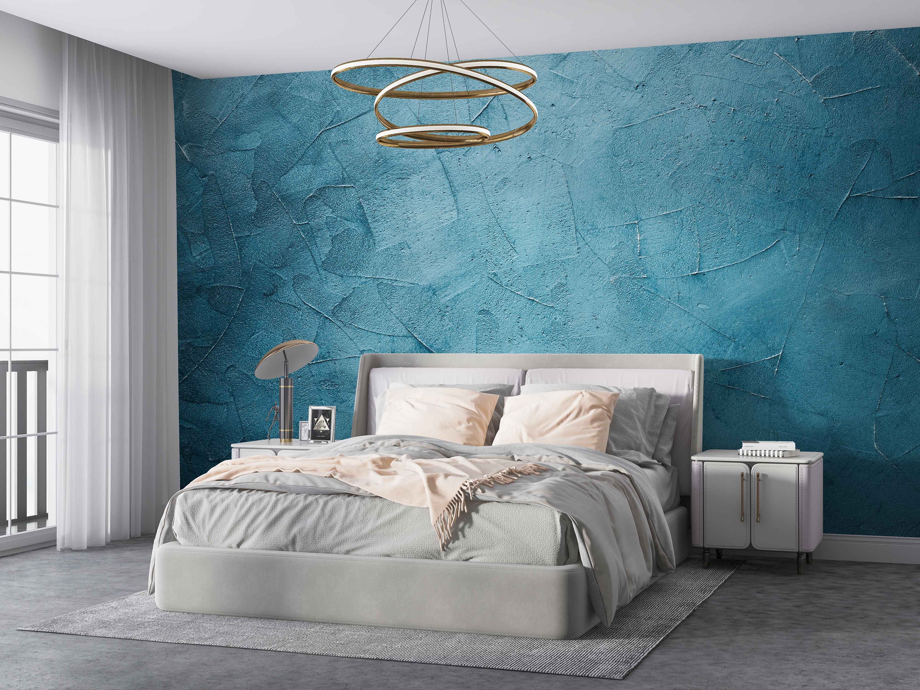 Blue Concrete Pattern Wallpaper Peel and Stick Wallpaper Self Adhesive ...