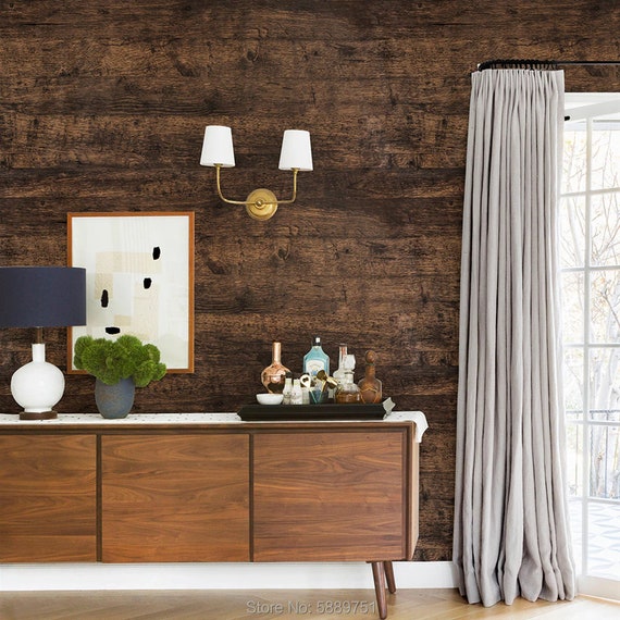 Dark Brown Wood Grain Wallpaper Peel & Stick Wall Mural - Etsy