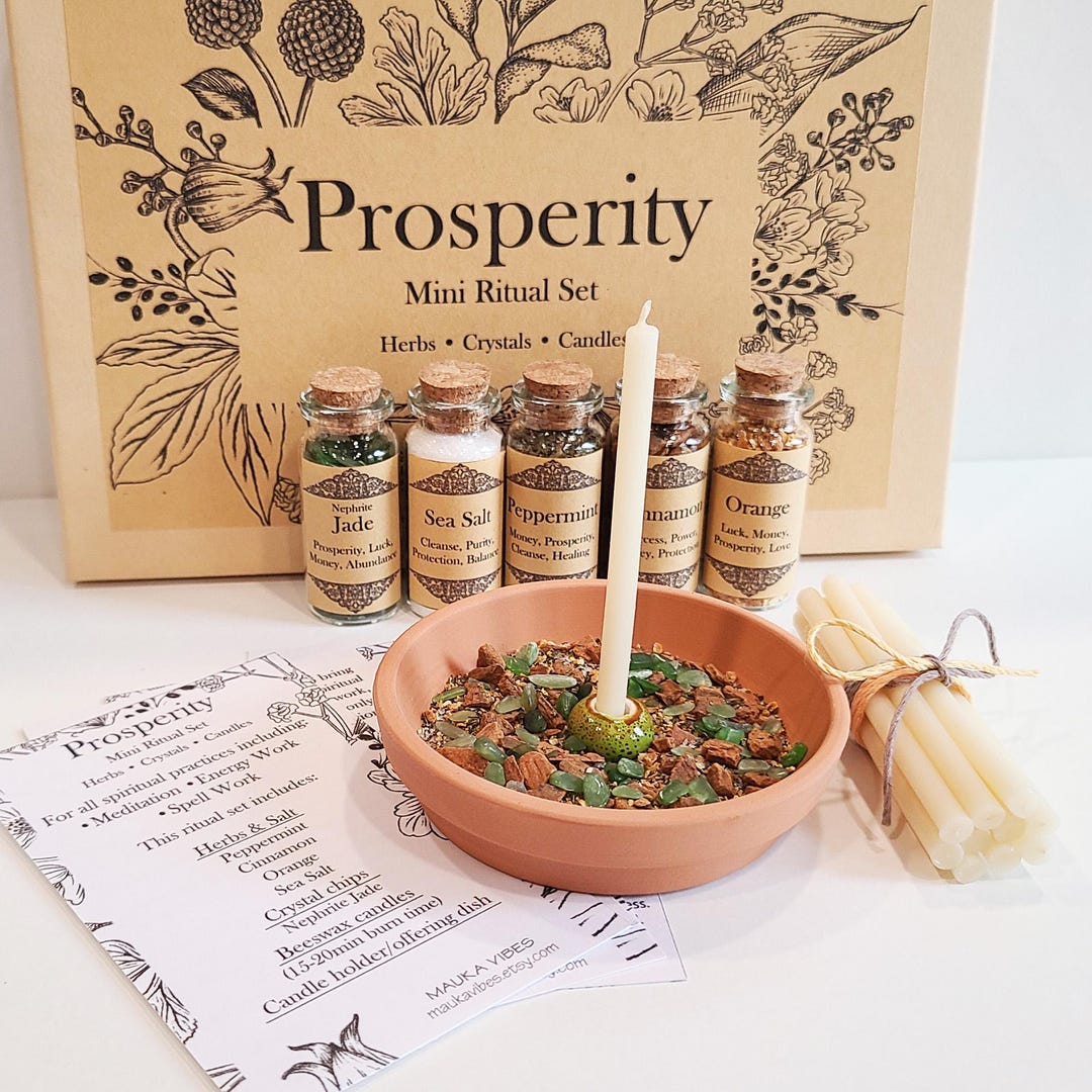 Prosperity Ritual Spell Kit, Money Spell Kit, Candles Crystals Herbs ...