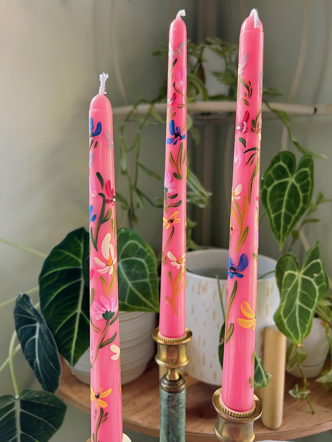 Hand Painted Candle Painted Candle Painted Candle Sticks - Etsy