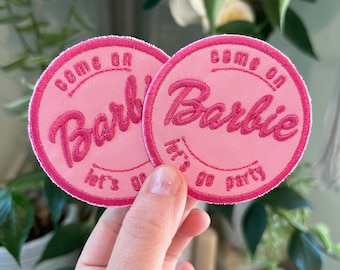 IRON ON Patch-barbie Logo Inspired-iron on Patches-glitter-embroidered ...
