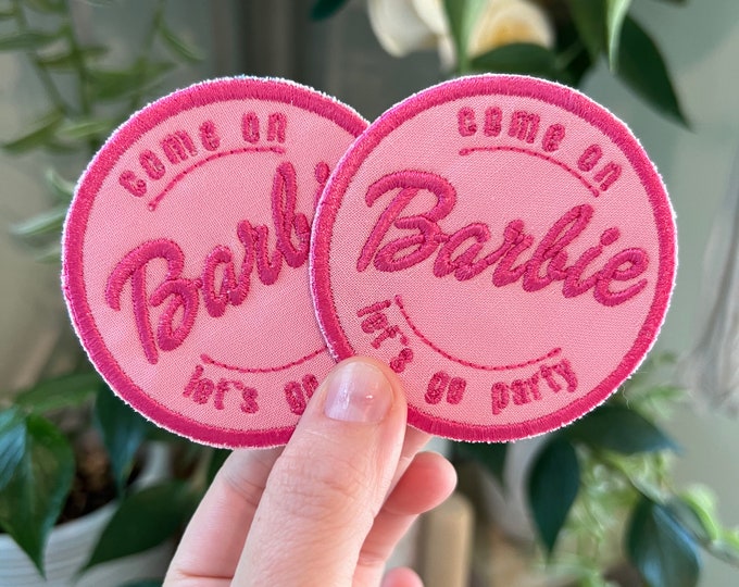 IRON ON Patch-barbie Logo Inspired-iron on Patches-glitter-embroidered ...