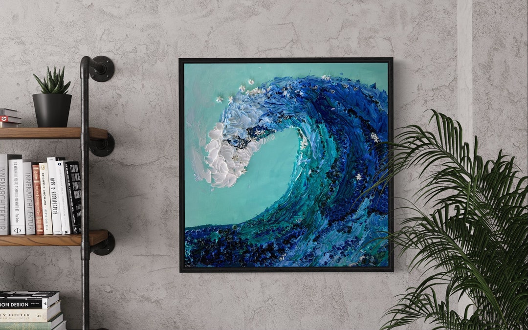 3D Texture Painting, Waves, Wave Painting, Coastal Decor, Modern Art ...