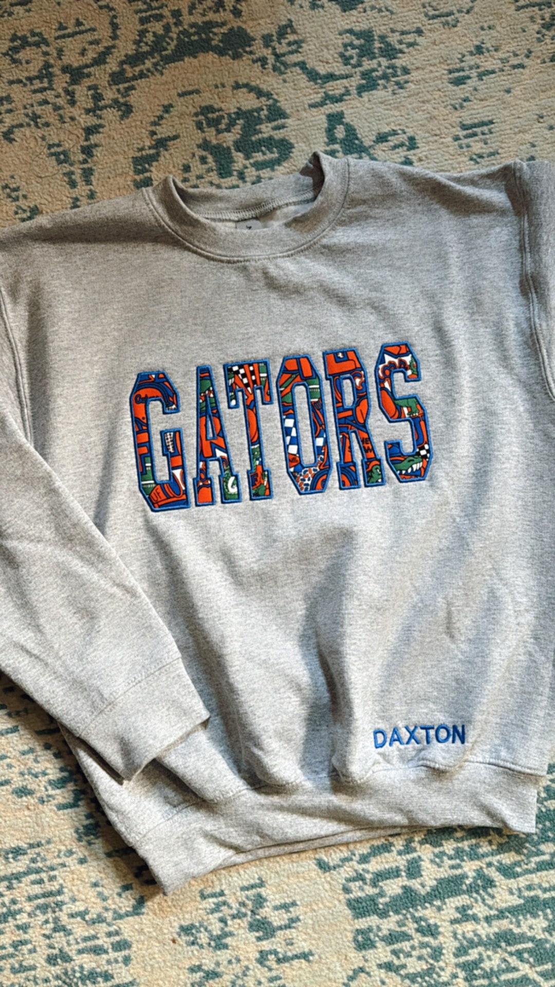 College Sweatshirt, College Applique Sweatshirt, Blue and Orange ...