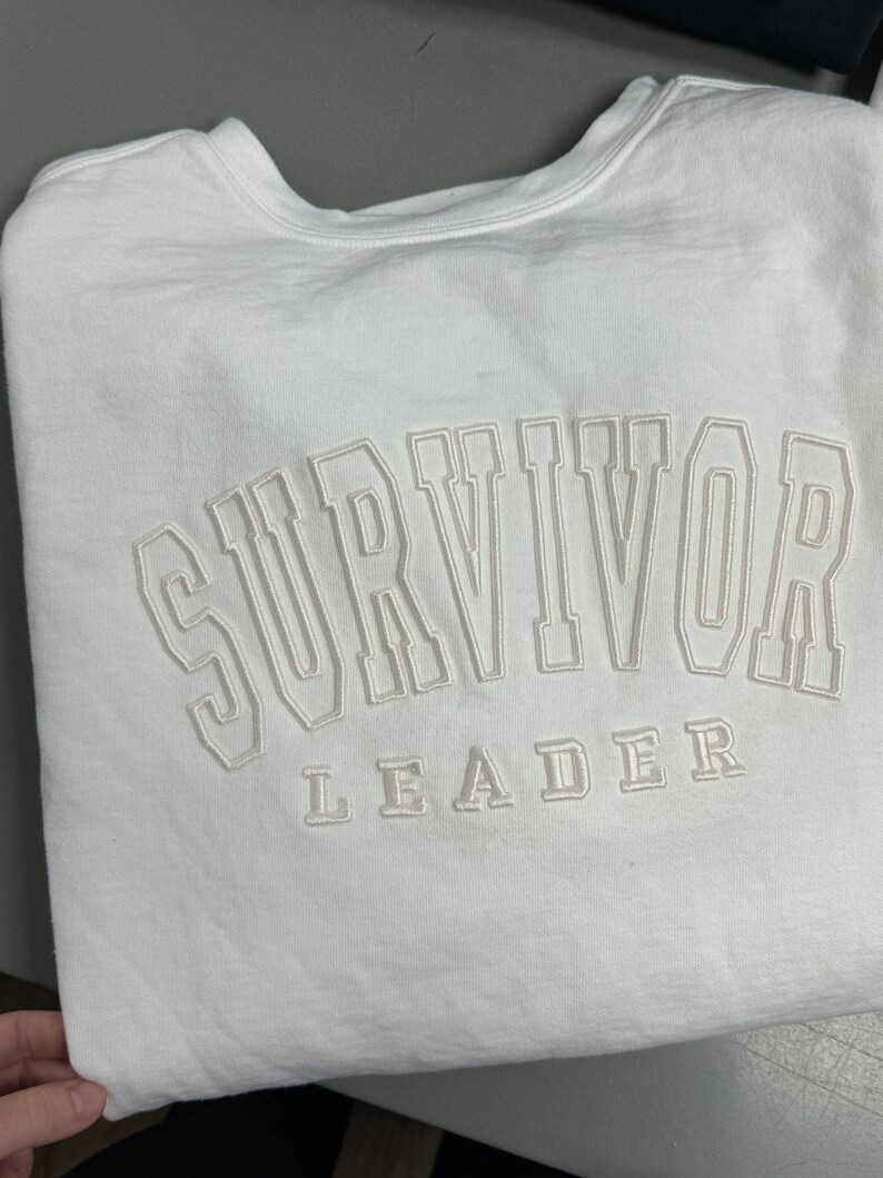Survivor Leader Puff Embroidery Sweatshirts - Etsy