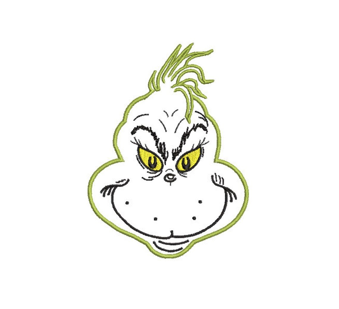 Grinch Embroidery File, Grinch Face Machine Embroidery Design, Instant ...