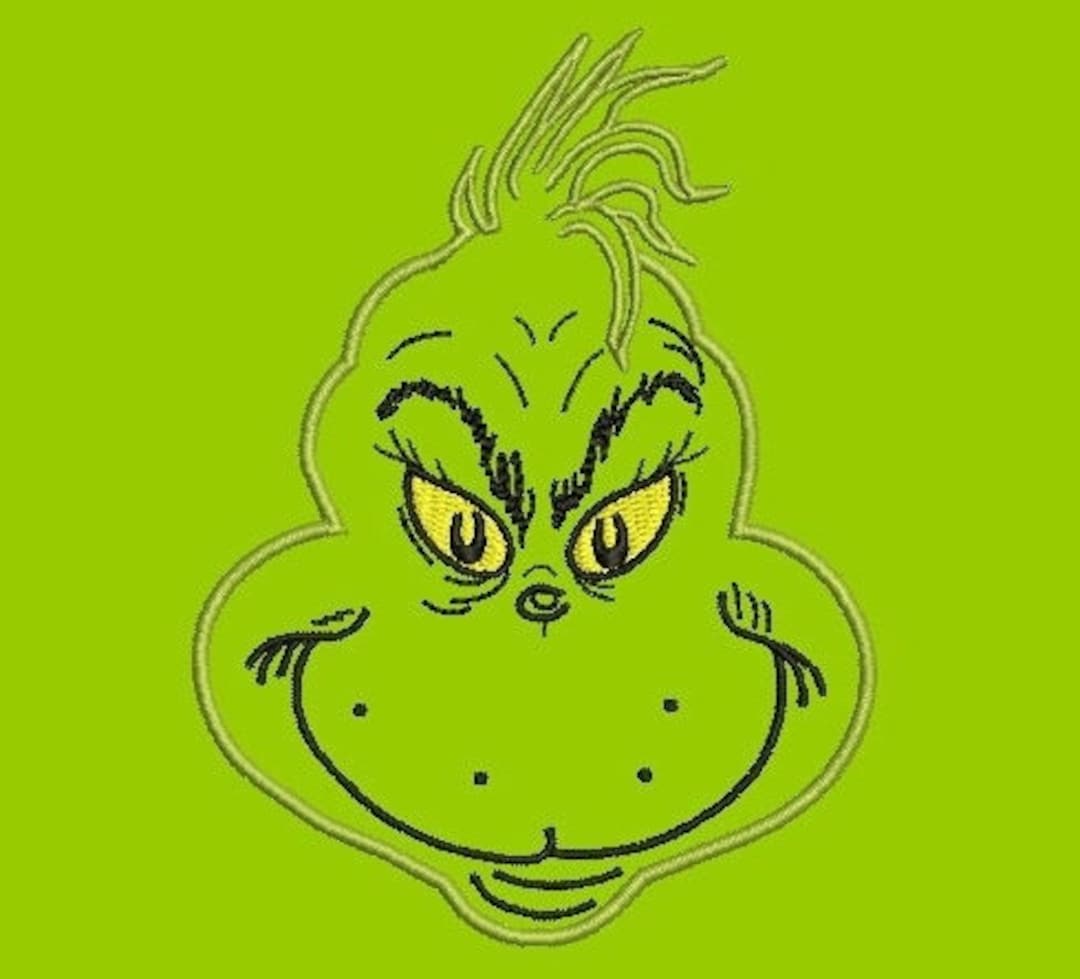 Grinch Embroidery File, Grinch Face Machine Embroidery Design, Instant ...