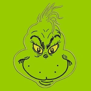 Grinch Embroidery File, Grinch Face Machine Embroidery Design, Instant ...