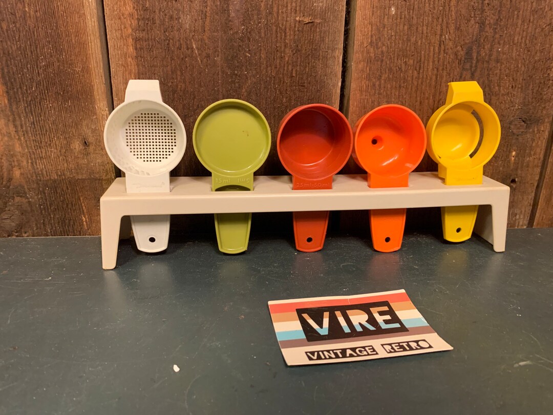 Vintage 70s Tupperware Rack With Measure Cups Seventies Mid - Etsy