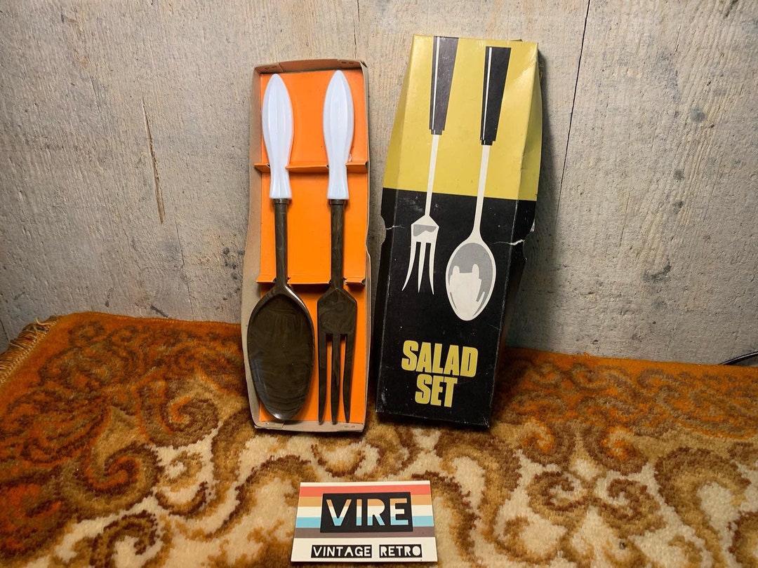 Vintage 70s Salad Set. 1970 . Mid Century - Etsy