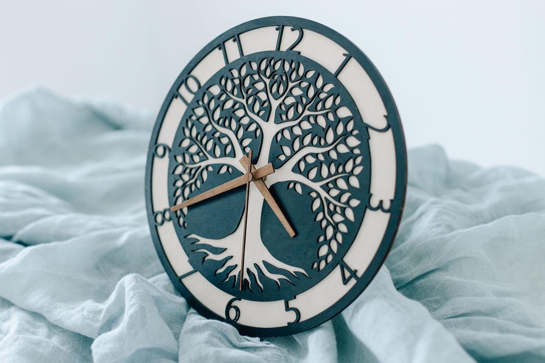 Clock Wall Clock Wooden Clock Tree of Life Hanging Clock - Etsy UK