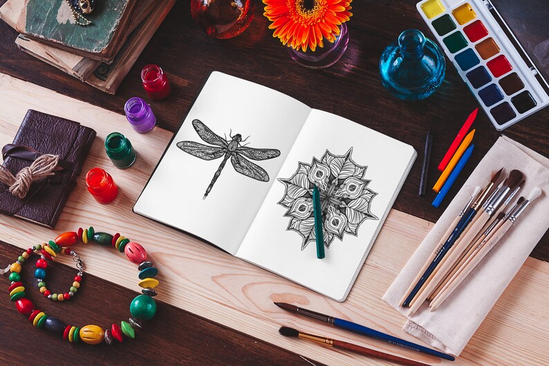Dragon Fly Mandala Coloring Pages, Svg or Png for Commercial Use or ...