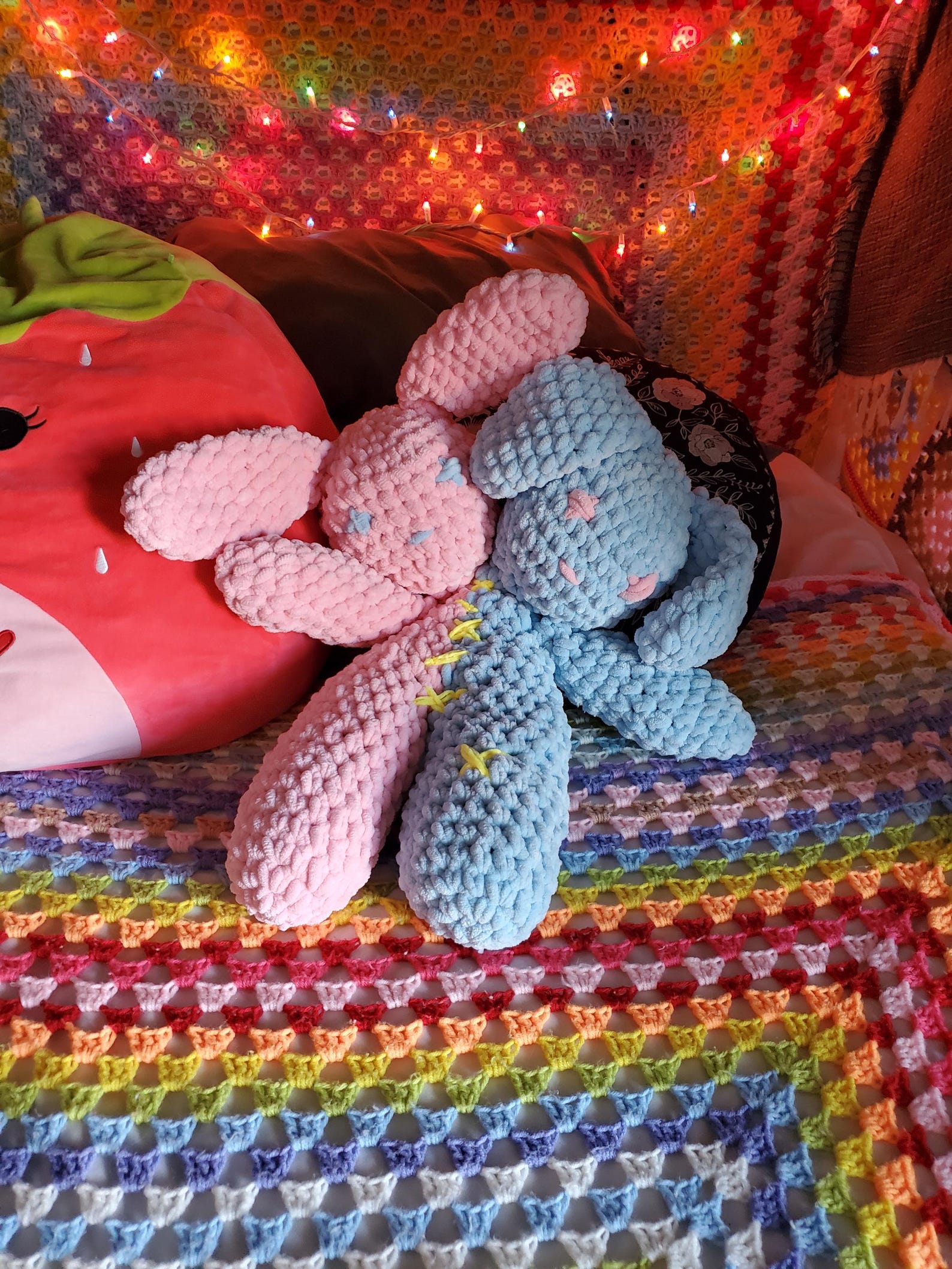 Custom Jumbo 2 Headed Crochet Plushie Toy Handmade Clown Pastel Pink ...