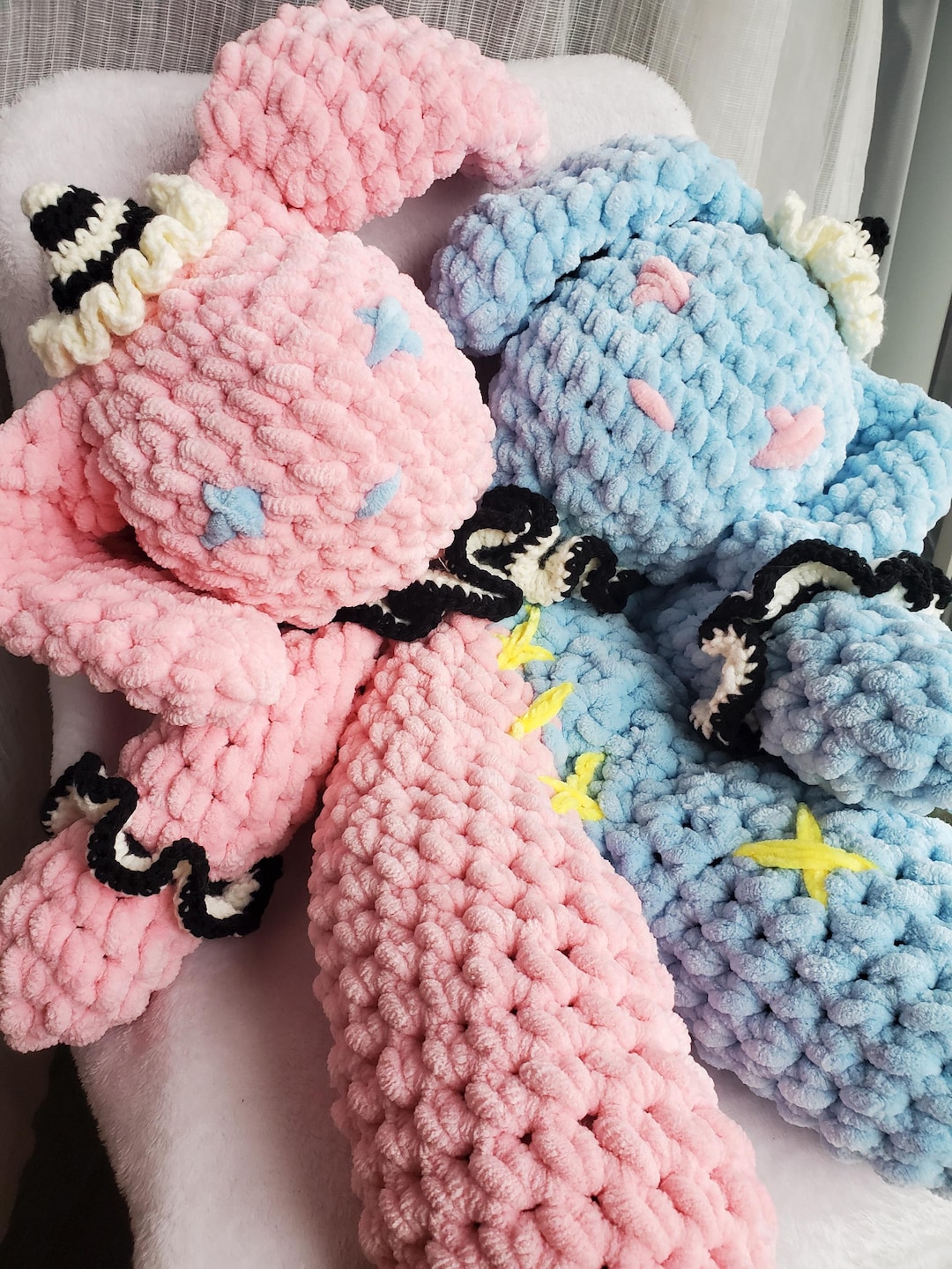 Custom Jumbo 2 Headed Crochet Plushie Toy Handmade Clown Pastel Pink ...