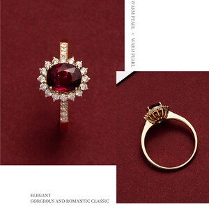 18K Solid Gold Ruby Ring, Ruby Art Deco Ring, Ruby Red CZ Ring, Vintage Style Stacking Ring ...