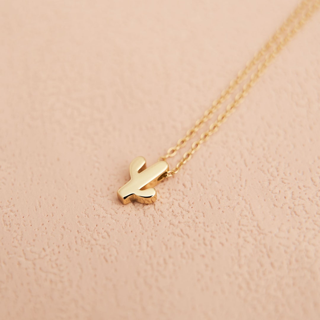 Gold Cactus Necklace, Gold Saguaro Cactus Necklace, Dainty Cactus ...
