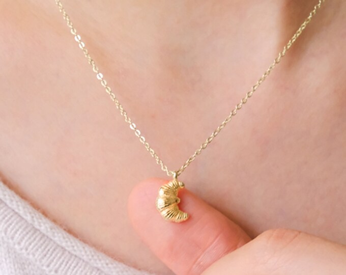 Dainty Croissant Necklace Croissant Charm Necklace Statement - Etsy