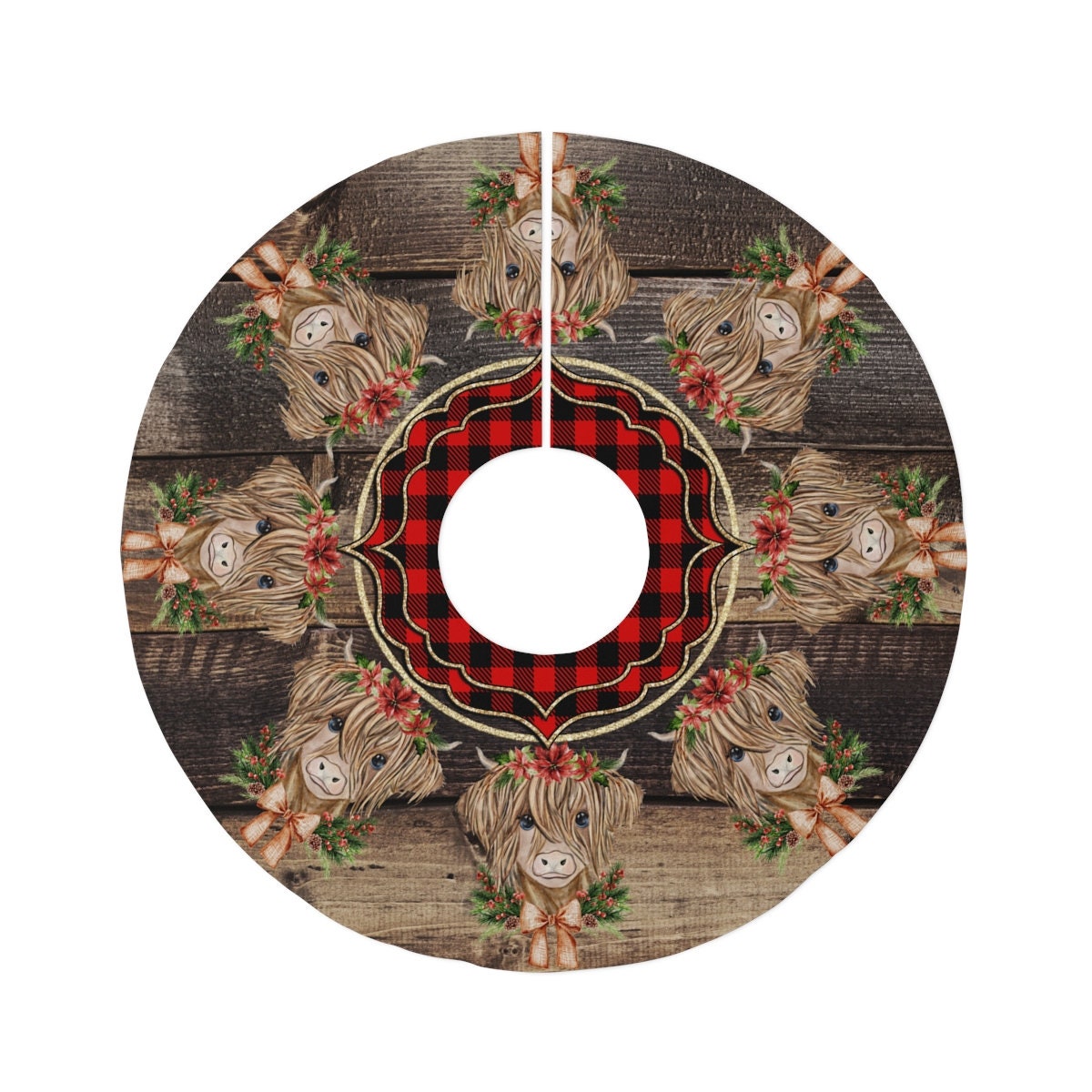 Highland Cow Tree Skirt, Cow Print Tree Skirt, Modern Farmhouse Tree ...