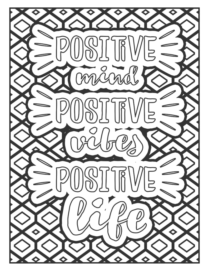 Positive Coloring Pages - Etsy