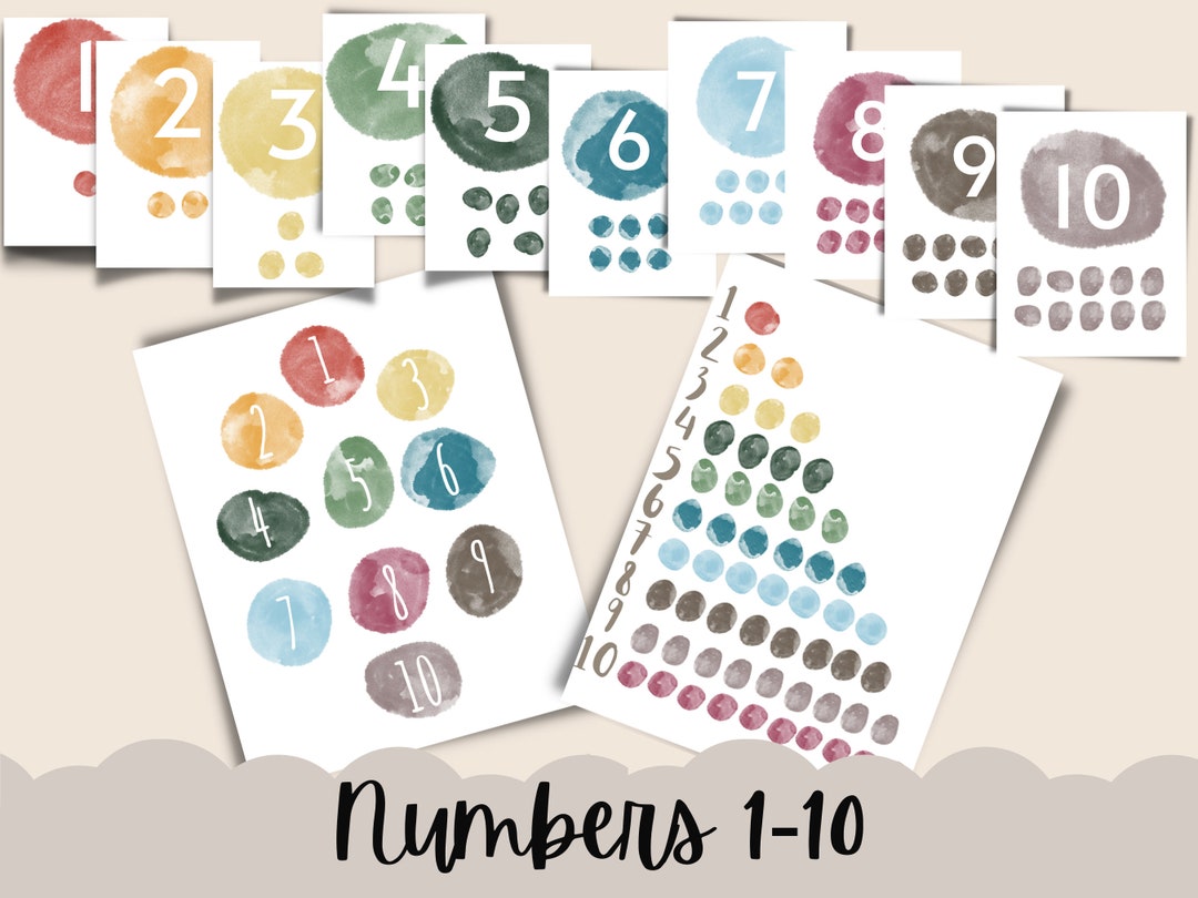 Watercolor Numbers 1-10 Bundle - Etsy