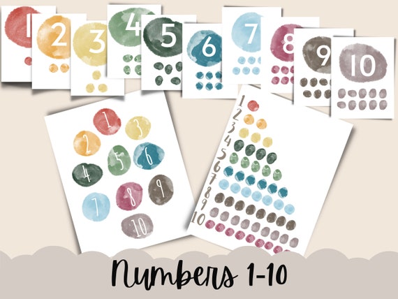 Watercolor Numbers 1-10 Bundle - Etsy