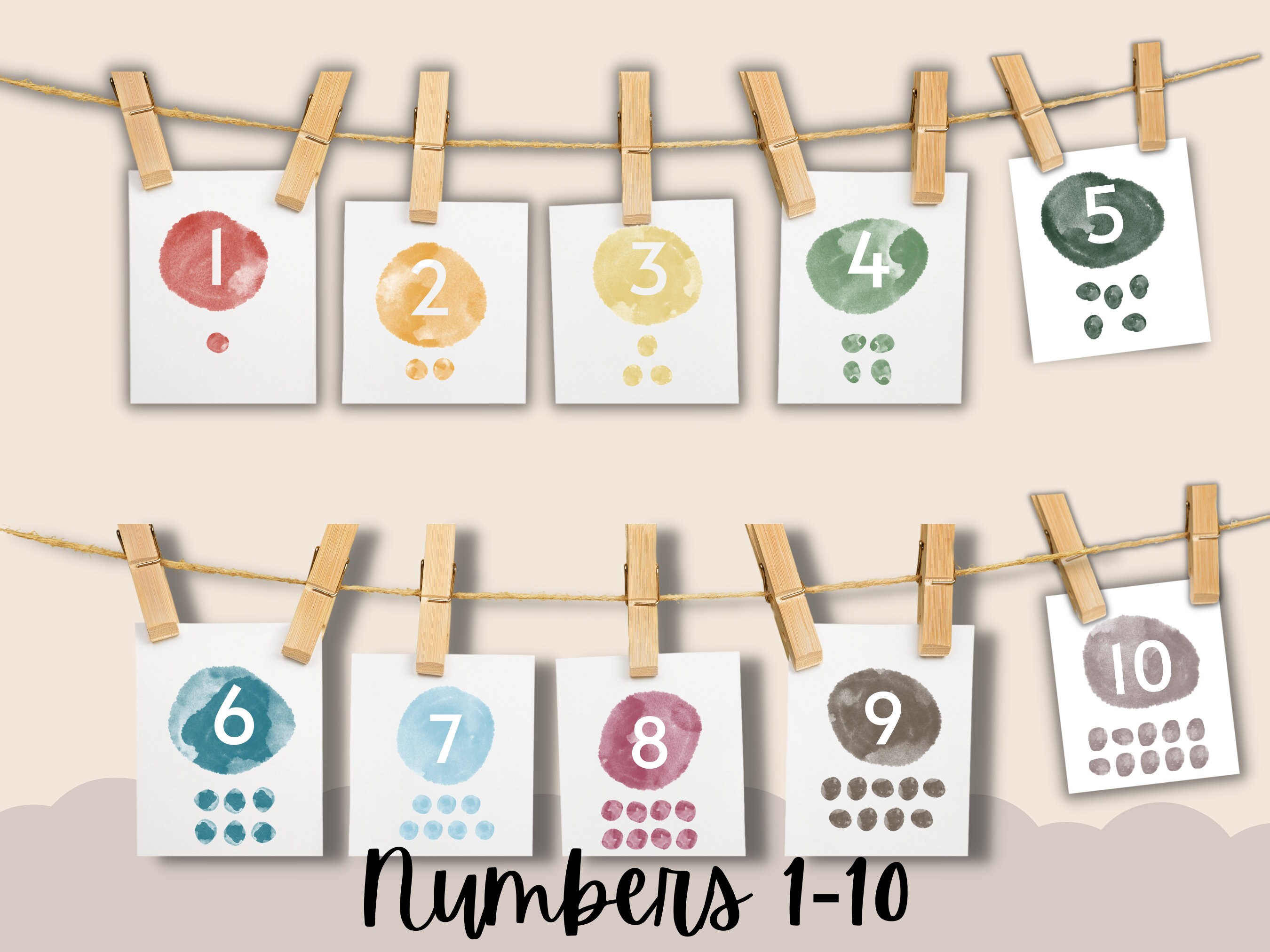 Watercolor Numbers 1-10 Bundle - Etsy