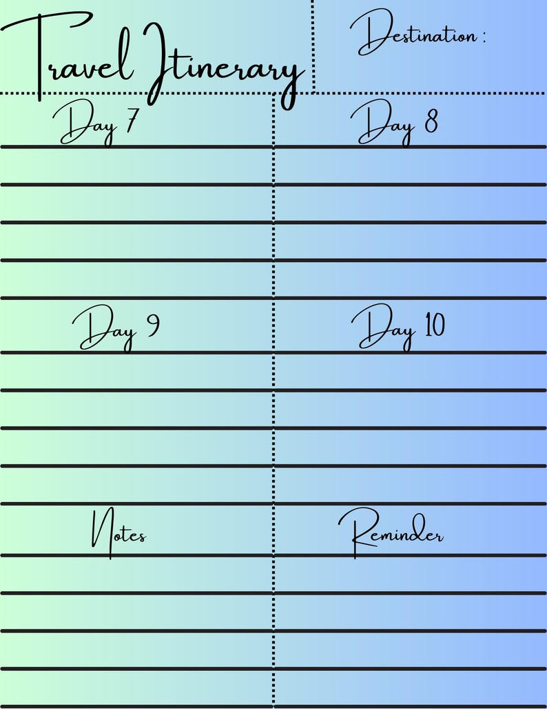 Travel Itinerary - Etsy