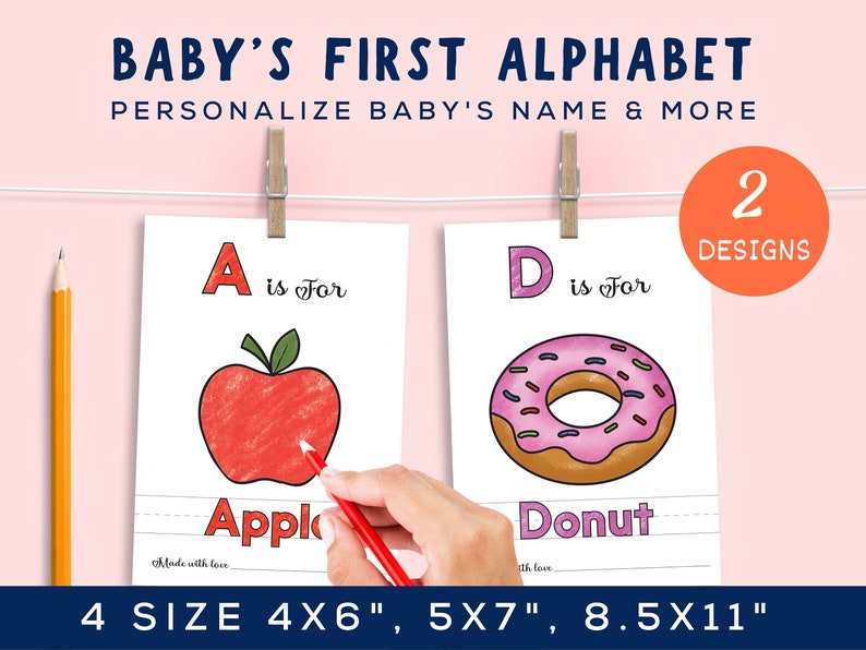 Printable ABC Book Baby Shower Activity, Personalized Alphabet Book ...