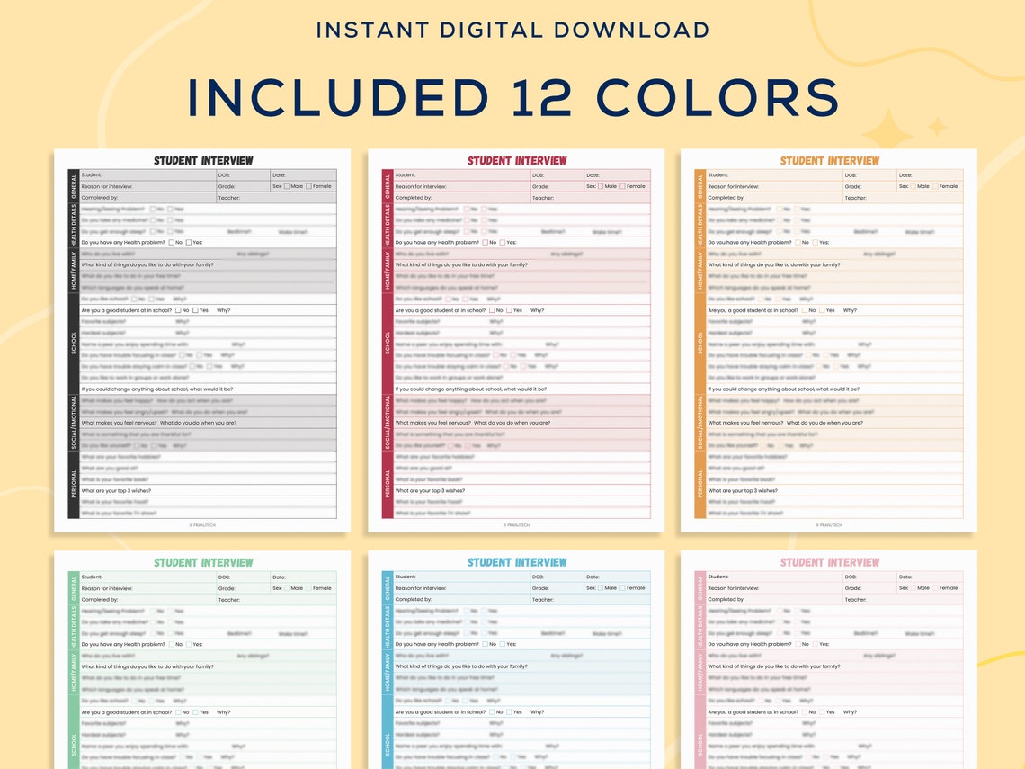 Student Interview Form School Counselor School - Etsy