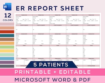 Nursing ER Report Sheet - Etsy