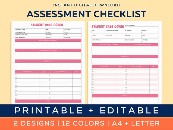 School Psychologist Test Checklist Evaluation Checklist - Etsy