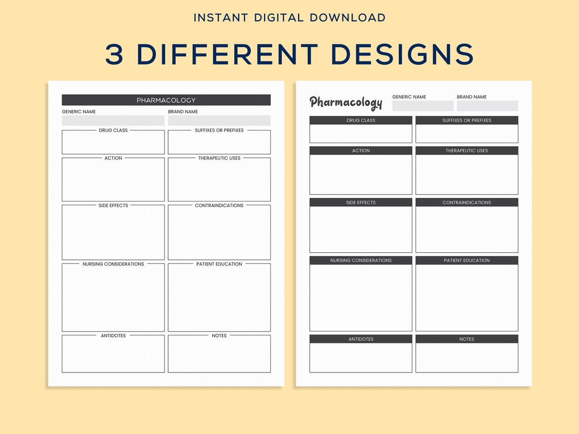 Nursing Pharmacology Notes Template, Pharmacology Drug Template ...