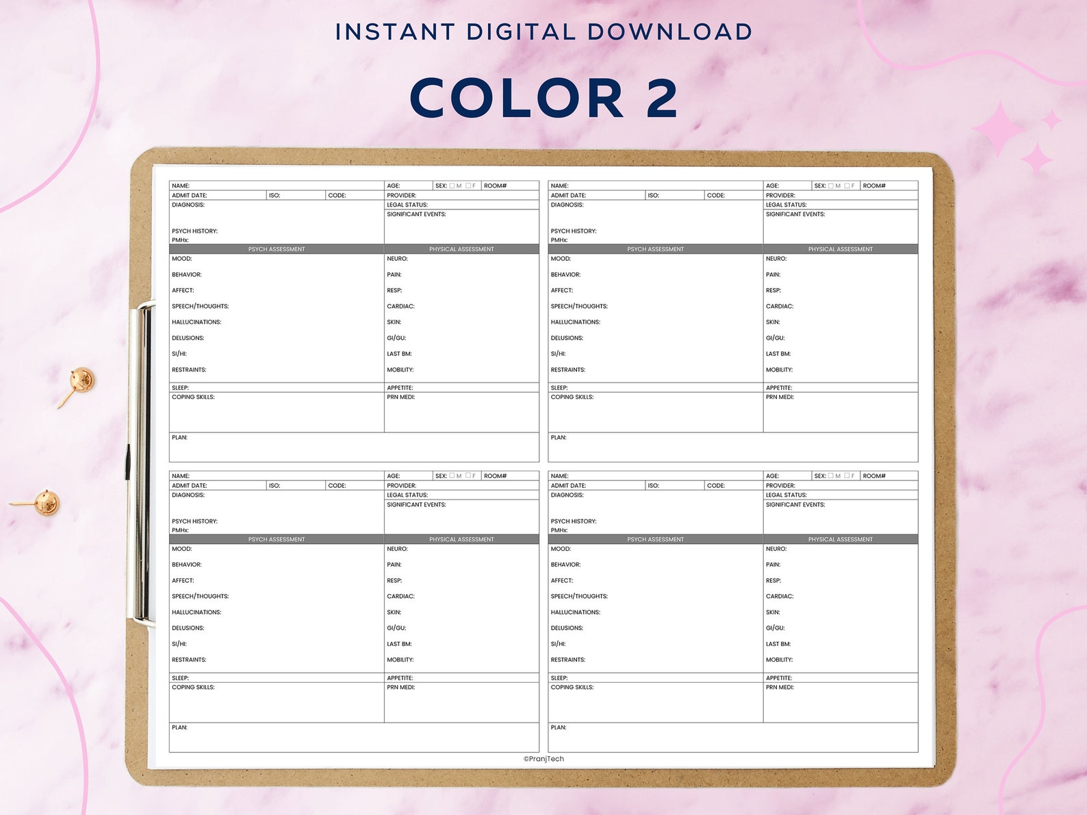 Psych Nurse Report Sheet for 4 Patients, Psych Nurse Brain, Nursing ...