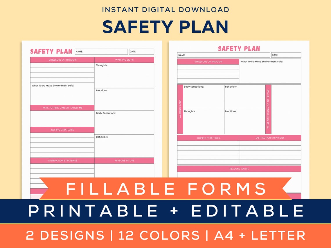 Printable Safety Plan, Therapy Aid, Coping Skills, School Counselor ...