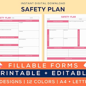Printable Safety Plan, Therapy Aid, Coping Skills, School Counselor ...