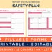 Printable Safety Plan, Therapy Aid, Coping Skills, School Counselor ...
