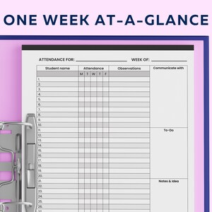 Attendance Forms for Teachers, Attendance Tracker, School Attendance ...